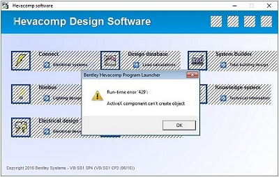 HEVACOMP - Unexpected Error; Quitting message, or Run time error 429 ...