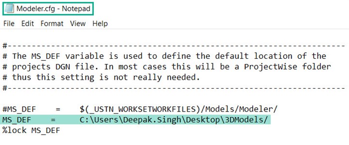 OpenPlant - How to Define Custom Location for Working Models in ...