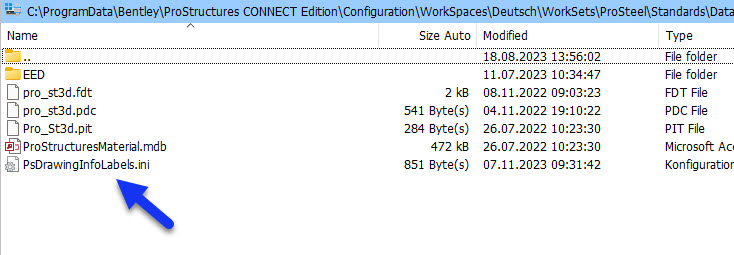 ProStructures - Konfigurationsdatei Zeichnungsinformationstabelle ...