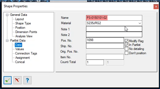 ProStructures - How to get the actual cross-section name in the partlist instead of the tag name ...
