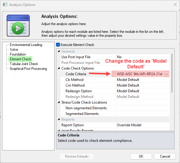 MAXSURF | MOSES | SACS - Selected Code Check didn't appear in results ...