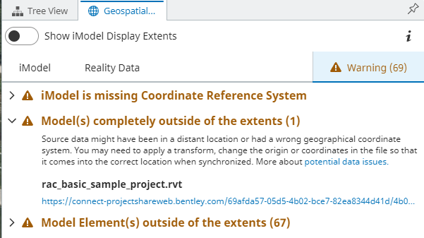 iTwin Spatial Alignment - Geospatial Metadata widget - Communities