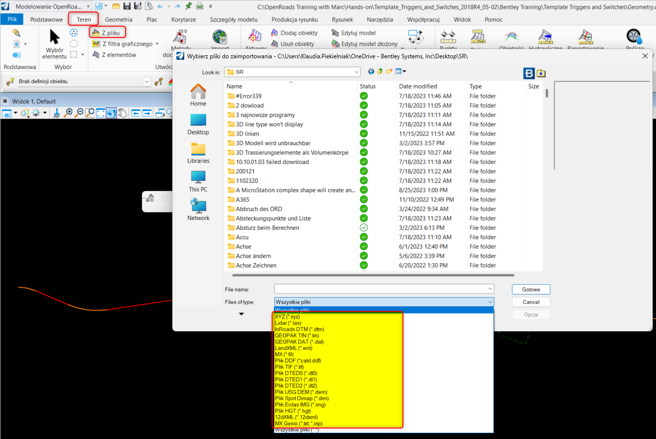 OpenRoads | OpenSite - Rodzaje plików importowanych jako teren ...