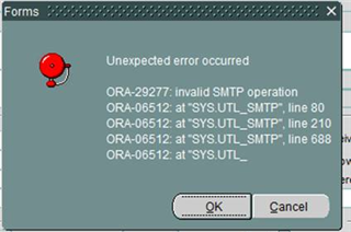 AssetWise Linear Network Management - PEM: DOC0150 form ORA-29277: invalid SMTP operation ...