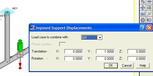 AutoPIPE - 04. Define a Displacement at a Support or node point in ...