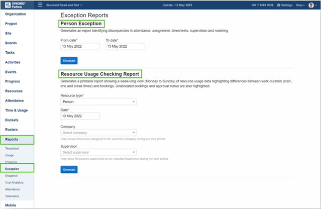 SYNCHRO Construction Solution - Exception Reports and Exports - Communities