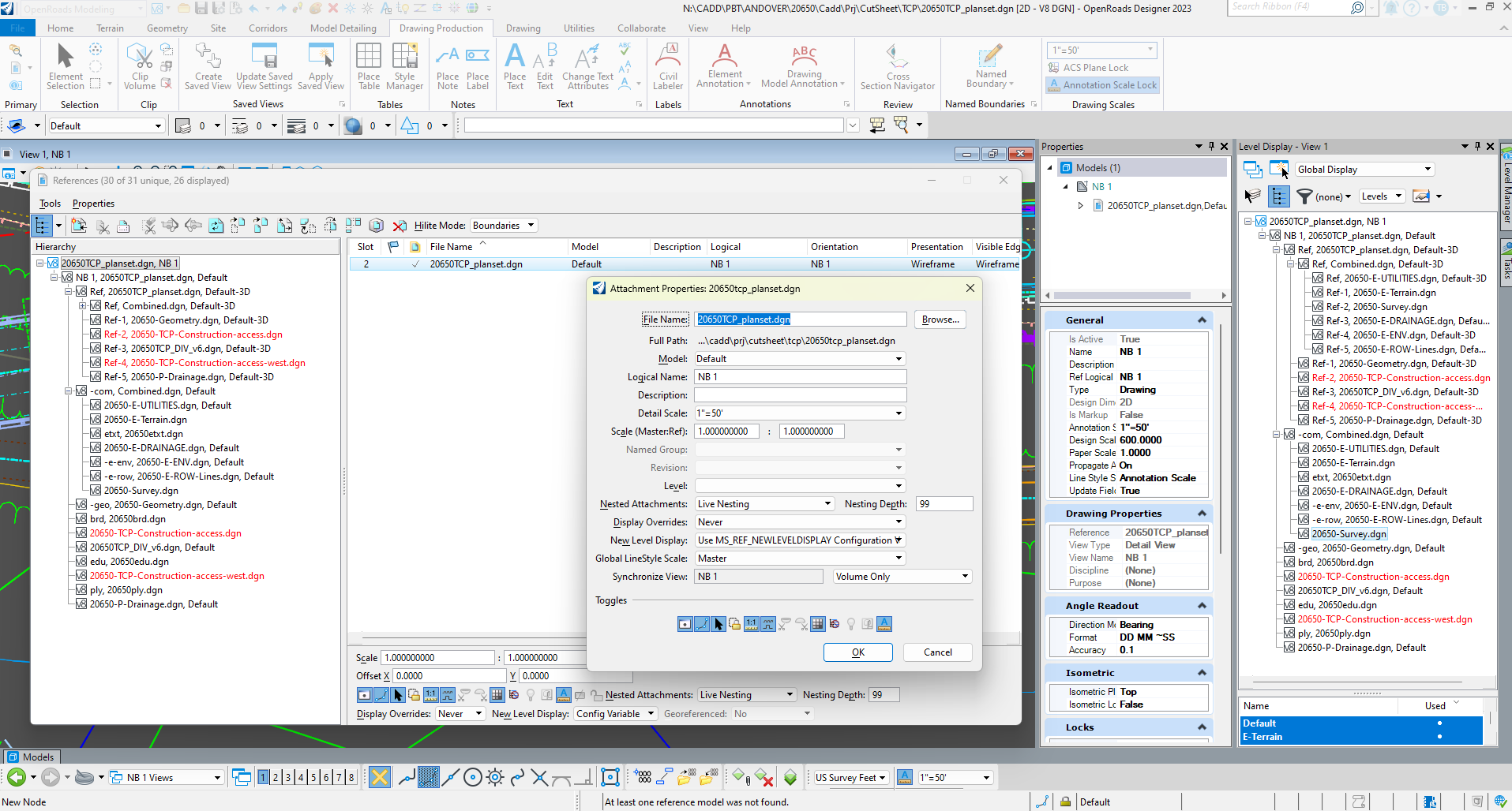 OpenRoads | OpenSite Forum - Why does my drawing model have references that the default model is ...