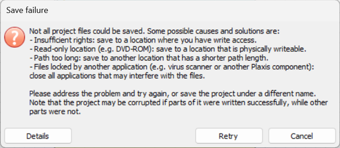 GeoStudio | PLAXIS - Save failure and not all project files could be saved – How to proceed ...