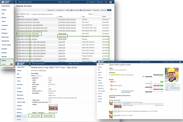 SYNCHRO Construction Solution - Mobile Entries Administration - Communities