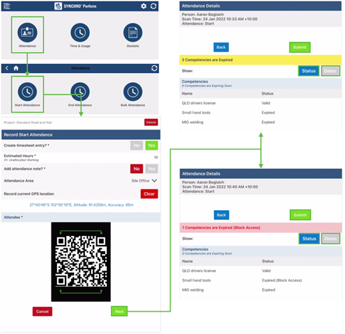 SYNCHRO Construction Solution - Start Attendance (Mobile) - Communities