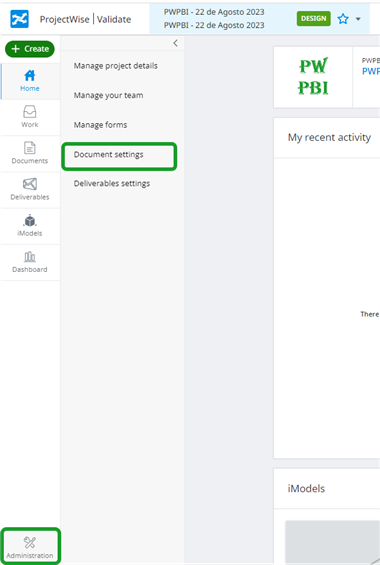 Bentley Infrastructure Cloud - Document settings - Communities