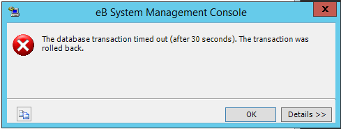 AssetWise ALIM - The database transaction timed out. The transaction ...