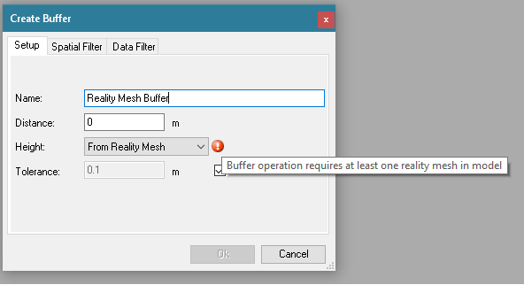 OpenCities Map - - Buffer operation requires at least one reality mesh ...