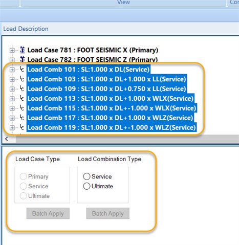 RAM | STAAD | ADINA - Applying Load Case Types to Load Cases or Combinations in batches ...