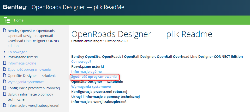 OpenRoads | OpenSite - Kompatybilność - gdzie sprawdzić - Communities