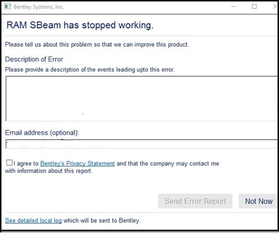 RAM | STAAD | ADINA - RAM SBeam 7.0 crashes - Communities