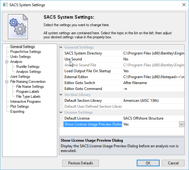 MAXSURF | MOSES | SACS - Enabling SACS License Preview in SACS 11.0 ...