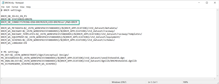 OpenPLANT | AutoPLANT - How to configure BRCM database connection string without the requirement ...