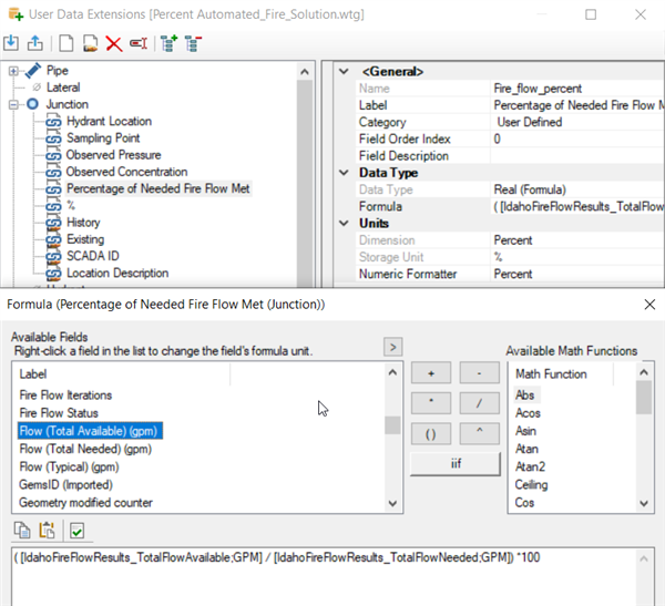 OpenFlows | Water Infrastructure - Viewing percentage of needed fire ...