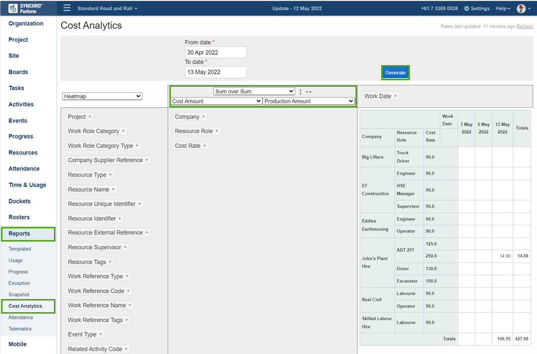 SYNCHRO Construction Solution - How do I generate Production Analytics? - Communities