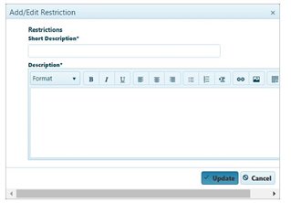 AssetWise Linear SUPERLOAD - Restrictions Maintenance - Communities