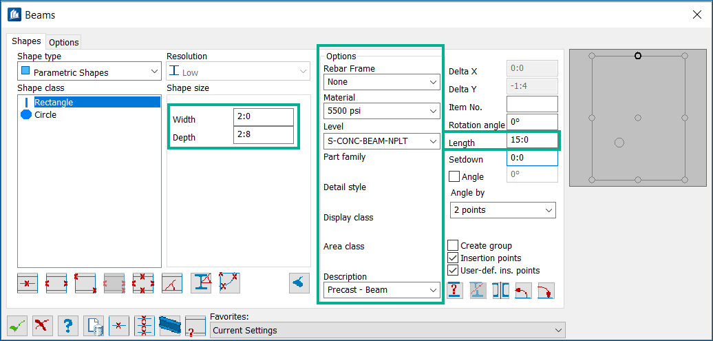 ProStructures - How to update the Beams dialog settings with the selected beam properties ...