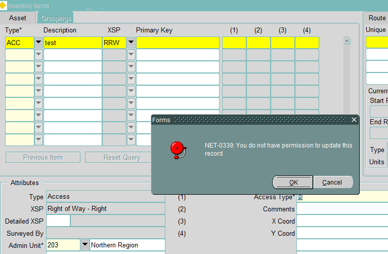 AssetWise Linear Network Management - The error NET-0339 appears on saving new asset. - Communities