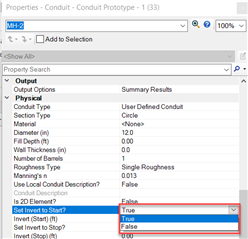 OpenFlows | Water Infrastructure - Setting "Set invert to start" to ...