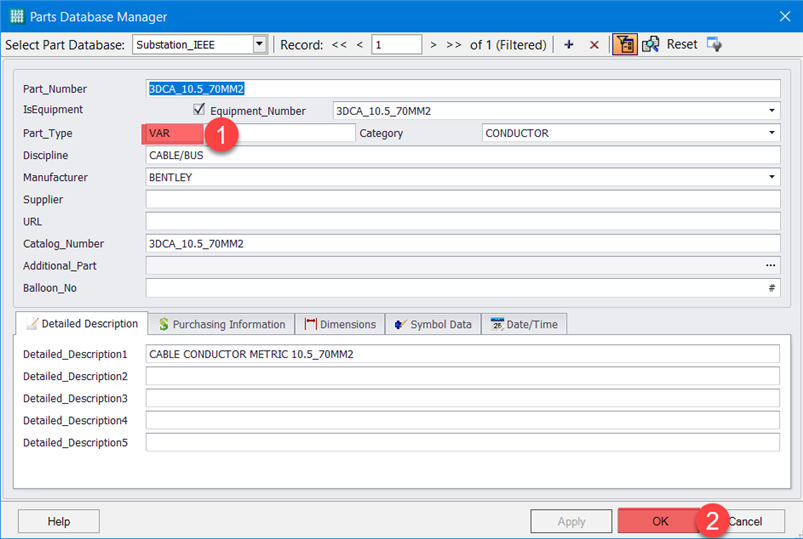 OpenUtilities - Part numbers missing from Insert Cable/Bus Object - OpenUtilities Substation ...