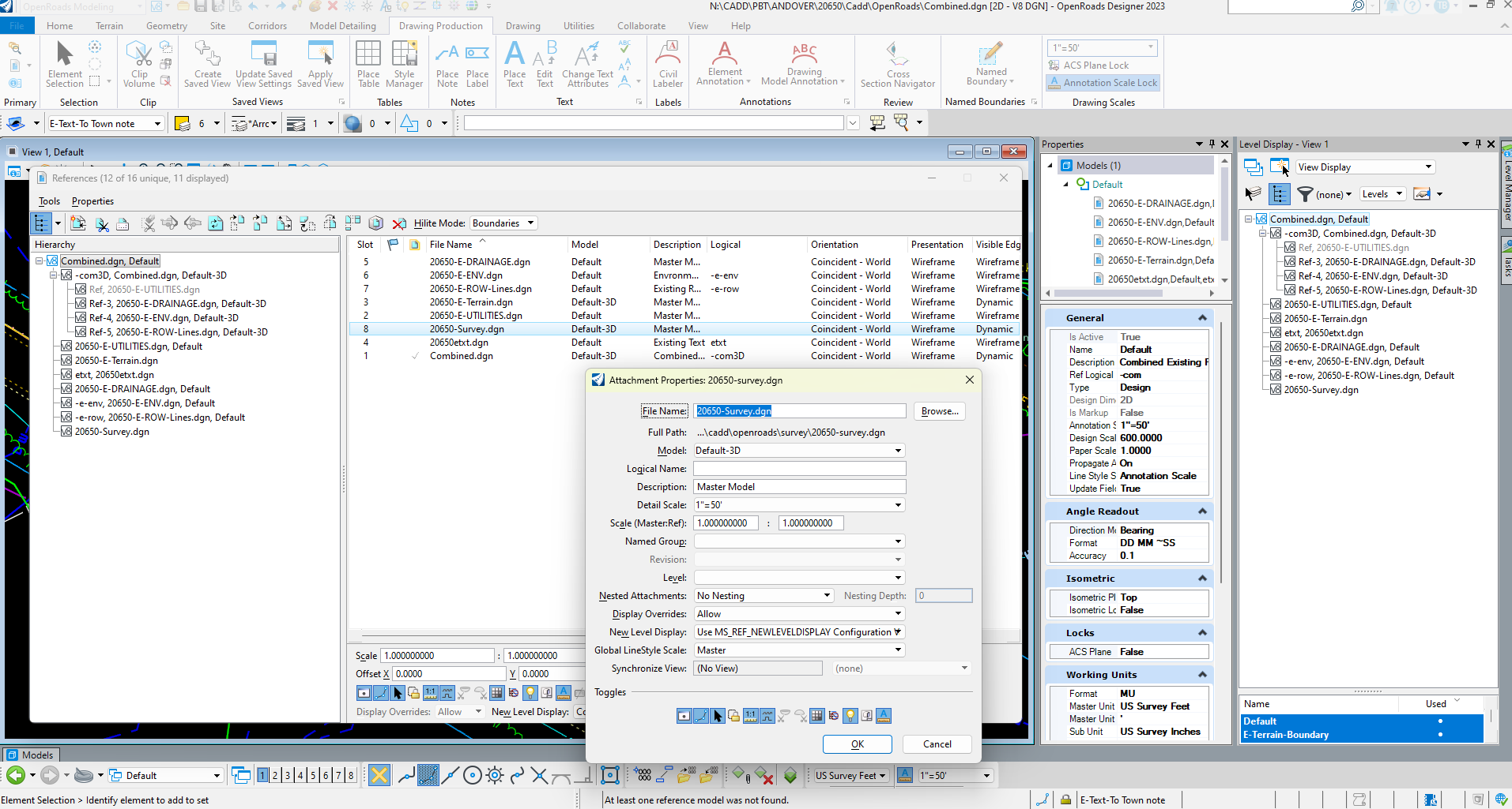 OpenRoads | OpenSite Forum - Why does my drawing model have references that the default model is ...