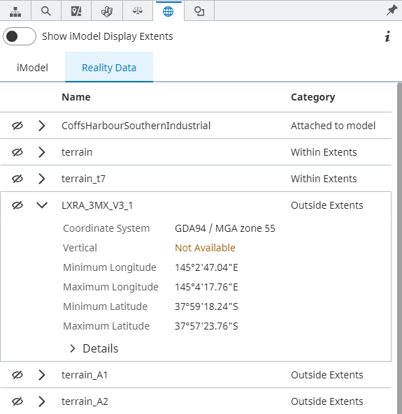 iTwin Spatial Alignment - Geospatial Metadata widget - Communities