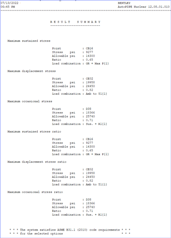 AutoPIPE - 06. Results Summary combinations appear to be missing from ...