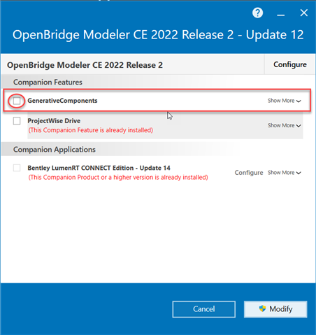 LARS | LEAP | OpenBridge | OpenTunnel | RM - How to Install Generative Components with ...