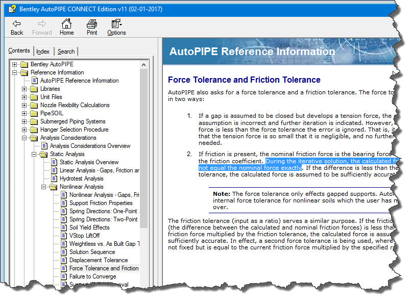 AutoPIPE - 10. How are a support's axial force due to xxx load case ...