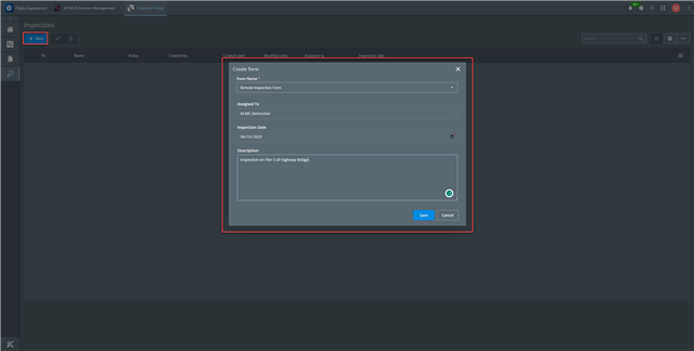 iTwin Experience - Create New Inspection - Communities