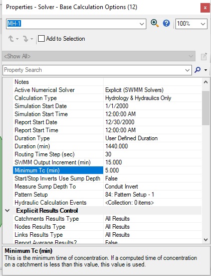 OpenFlows | Water Infrastructure - Minimum Tc in Calculation Option - Communities