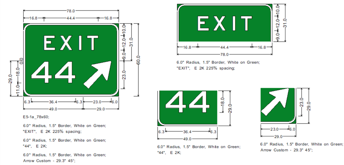 OpenRoads OpenSite E5 1a Exit Gore Number Sign Communities