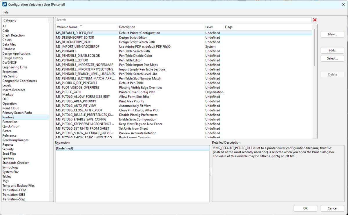 MicroStation - How is the default printer driver configuration file set via a MicroStation ...