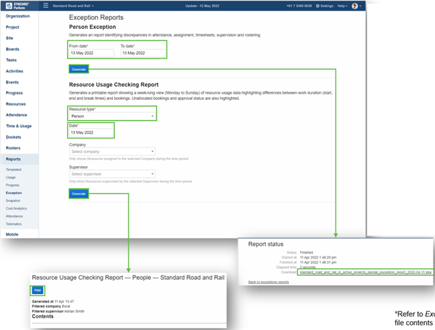 SYNCHRO Construction Solution - Exception Reports and Exports - Communities