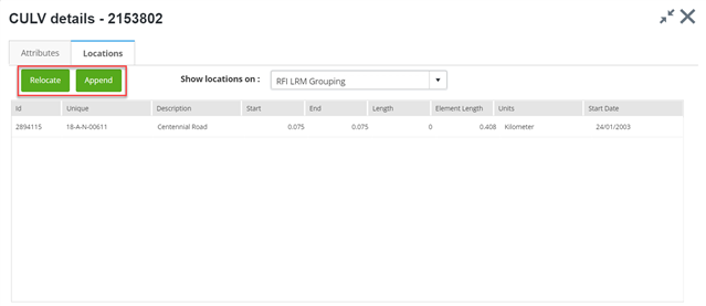 AssetWise Linear Network Management - Enable Relocate and Append Options on the Location Tab ...