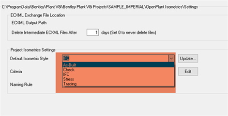 OpenPlant - OpenPlant Isometrics for AutoPLANT settings for Project Isometrics - Communities