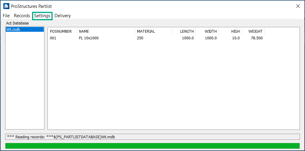 ProStructures - Settings tab - ProStructures Partlist dialog - Communities