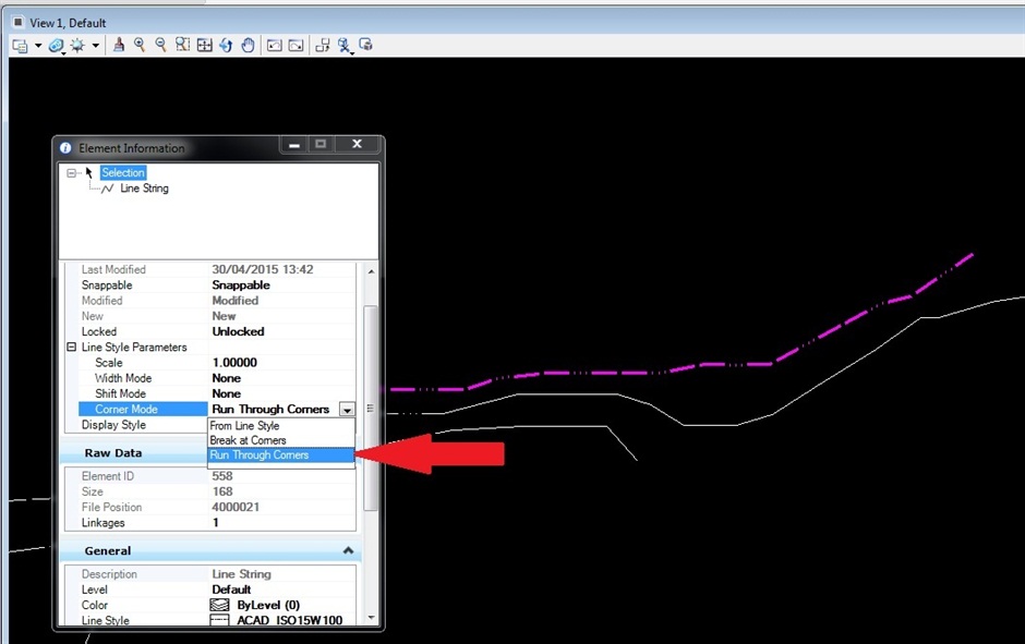 MicroStation - How to make linestyle pattern continue through vertex ...