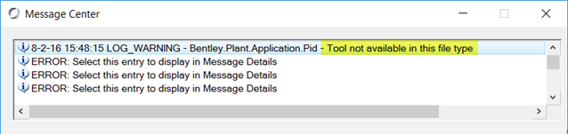 OpenPlant - Error "Tool not available in this file type" Appears in ...