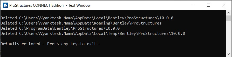 ProStructures - How to restore the default factory setting for ...
