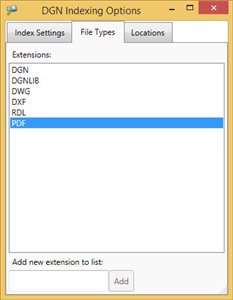 MicroStation - How can I remove file types from DGN Indexing Options tool - Communities