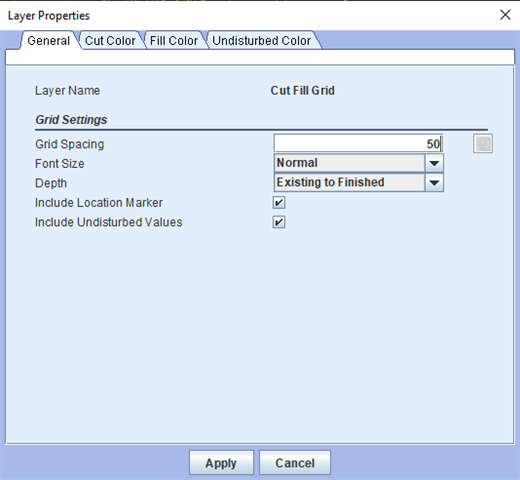 SITEOPS - Cut Fill Grid Layer Settings - Communities