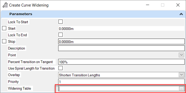 Bentley 中文技术资料库 - 技术资料库 - 怎样通过设置锁定Create Curve Windening的Widening Table ...