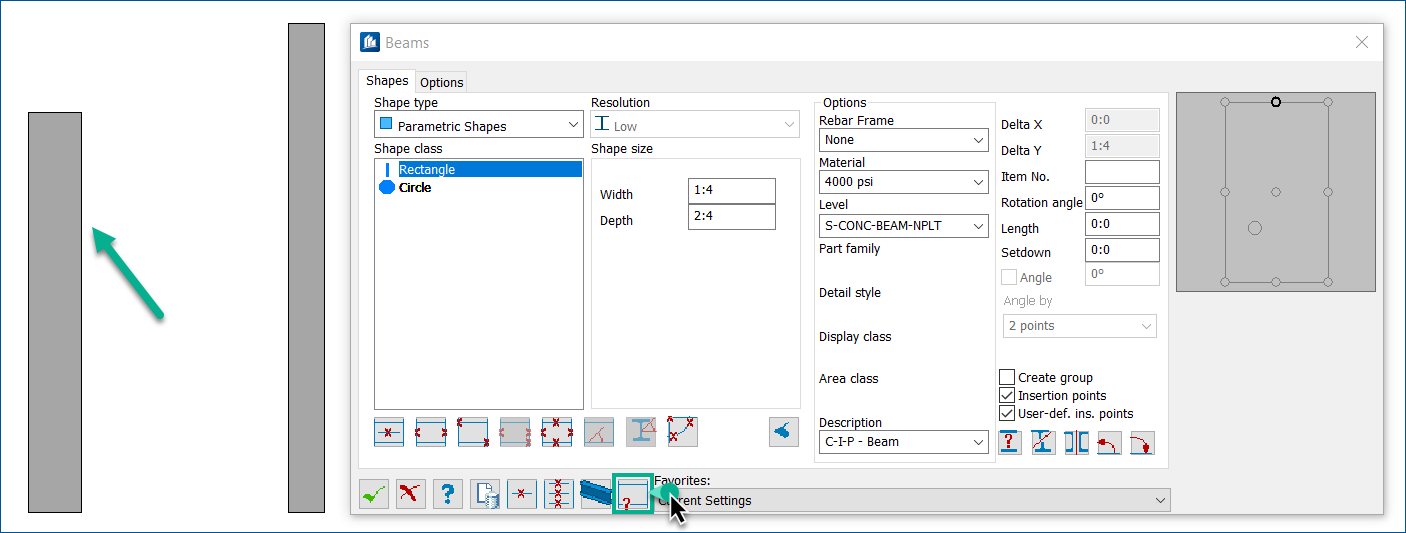 ProStructures - How to update the Beams dialog settings with the selected beam properties ...