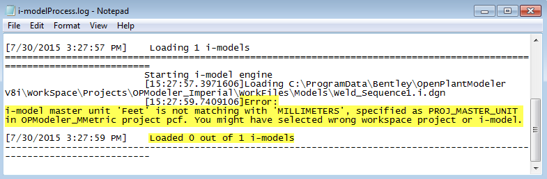 Archived Communities Documentation - Error: i-model master unit 'Feet' is not matching with ...